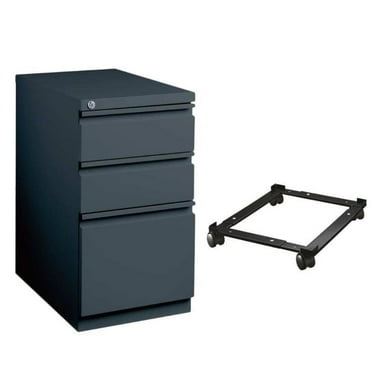 2 Piece File Cabinet in Charcoal and Adjustable File Caddy in Black ...