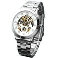 Luxury Men's Roman Numerals Tungsten Steel Mechanical Skeleton Wrist ...