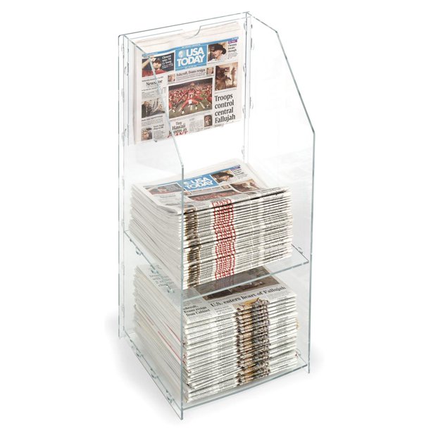 Newspaper Rack for Countertop with 2 Shelves, Separate Pocket for 1 ...