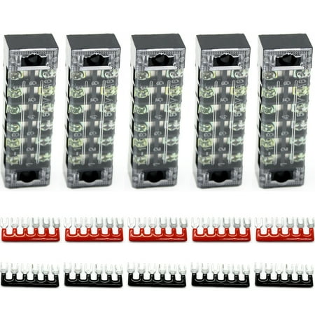 10PCS(5 Sets)-5PCS 600V 15A 6 Positions Double Row Screw Terminal Strip ...