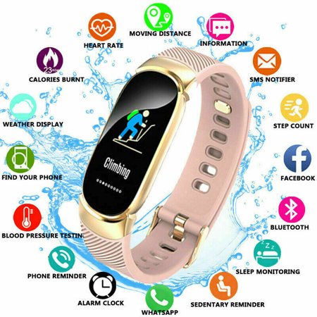 2019 Women Smart Bracelet Waterproof Heart Rate Tracker Watch for ...