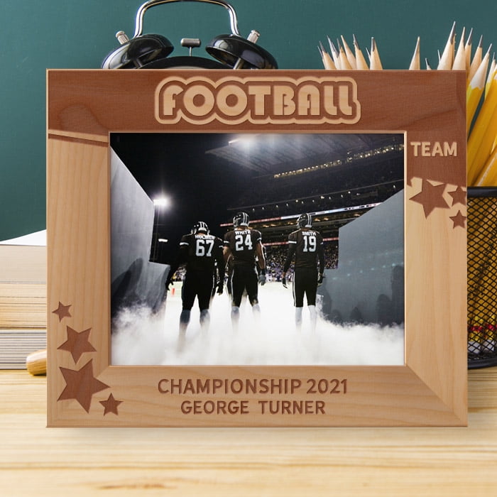 Football Team Personalized Wooden Frame-10" x 8" Brown Horizontal ...