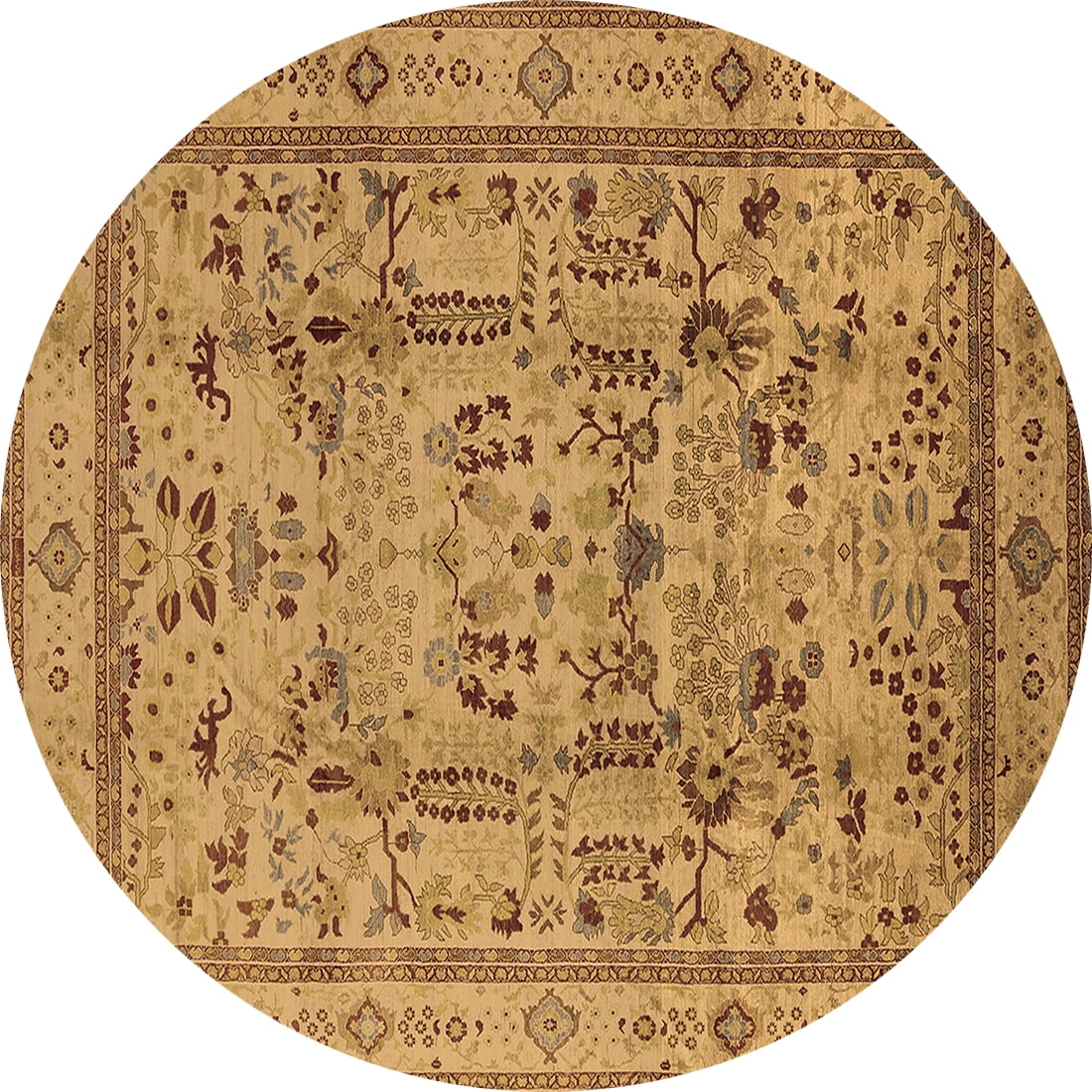 Ahgly Company Indoor Round Oriental Brown Industrial Area Rugs, 4 ...