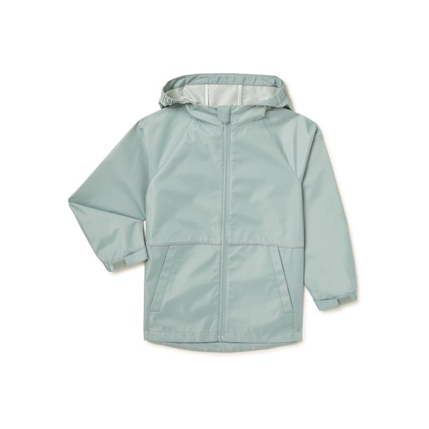 Wonder Nation Girls Full Zip Hooded Rain Jacket, Sizes 4-18 & Plus ...