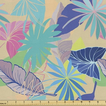 Palm Tree Fabric by the Yard, Monochrome Woodland Pattern Depicting ...