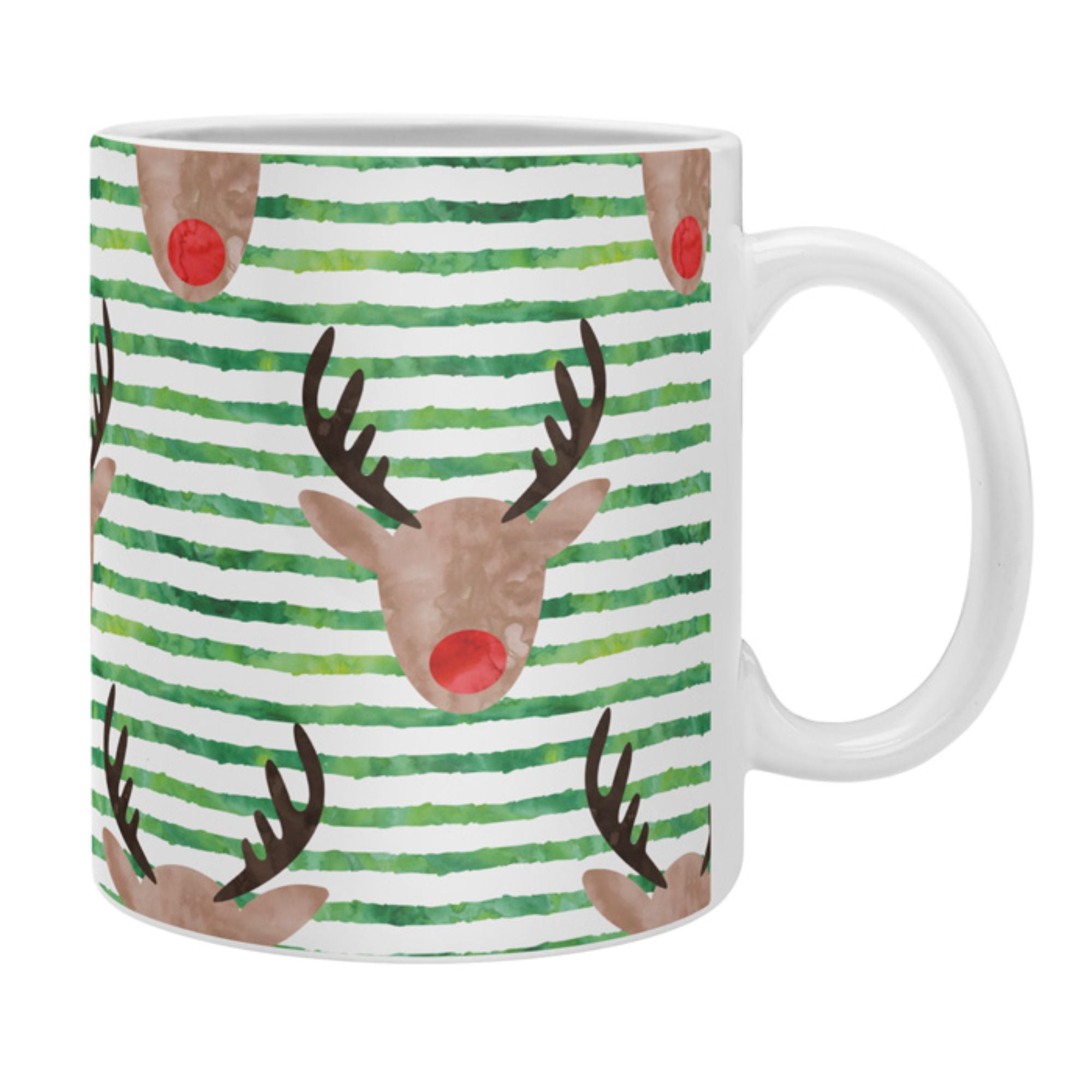 3.75" Green and Red Watercolor Rudolf Coffee Mug - Walmart.com