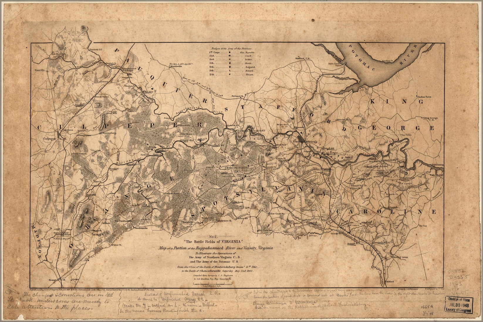 24"x36" Gallery Poster, Map of Rappahannock River Virginia 1866 ...