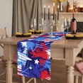 Blue Red USA Flag Table Runner Abstract Navy Blue Oil Paint 4th of July ...