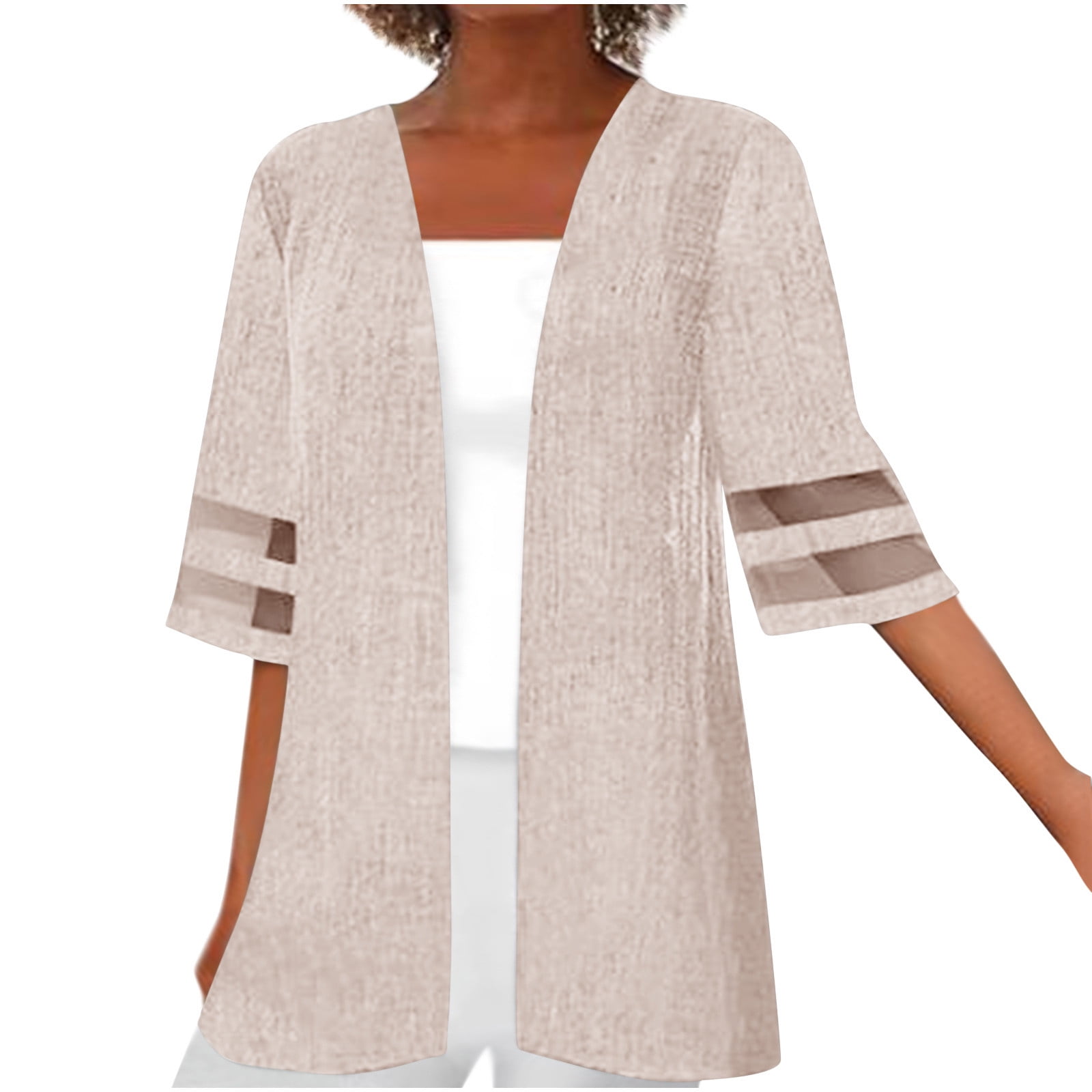 JGGSPWM Women Elbow-Length Tops Modern Cardigan Lovely Tunic Open Front ...