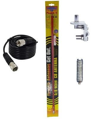 NEW FIRESTIK 2 FS2 RED, FS2 R 2FT CB ANTENNA, 9FT COAX, MOUNT AND ...