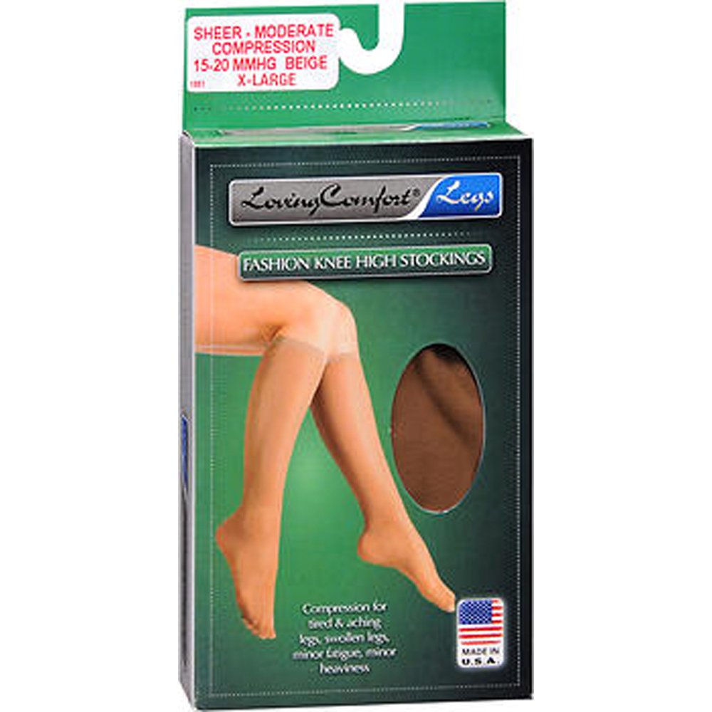 Loving Comfort Fashion Knee High Moderate Compression Stockings, XL ...