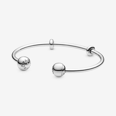 Pandora Women's Sterling Silver Snake Chain Charm Bracelet with Rose ...