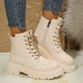 Cmunyle High Heel Ankle Boots For Women Casual Round Toe Lace Up Pu ...