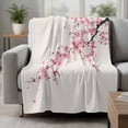 Cherry Blossoms Throw Blanket for Couch, Soft Lightweight Flannel ...