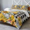 4 Piece Duvet Cover Set Queen, Yellow Sunflower Bee Gnome Watercolor ...
