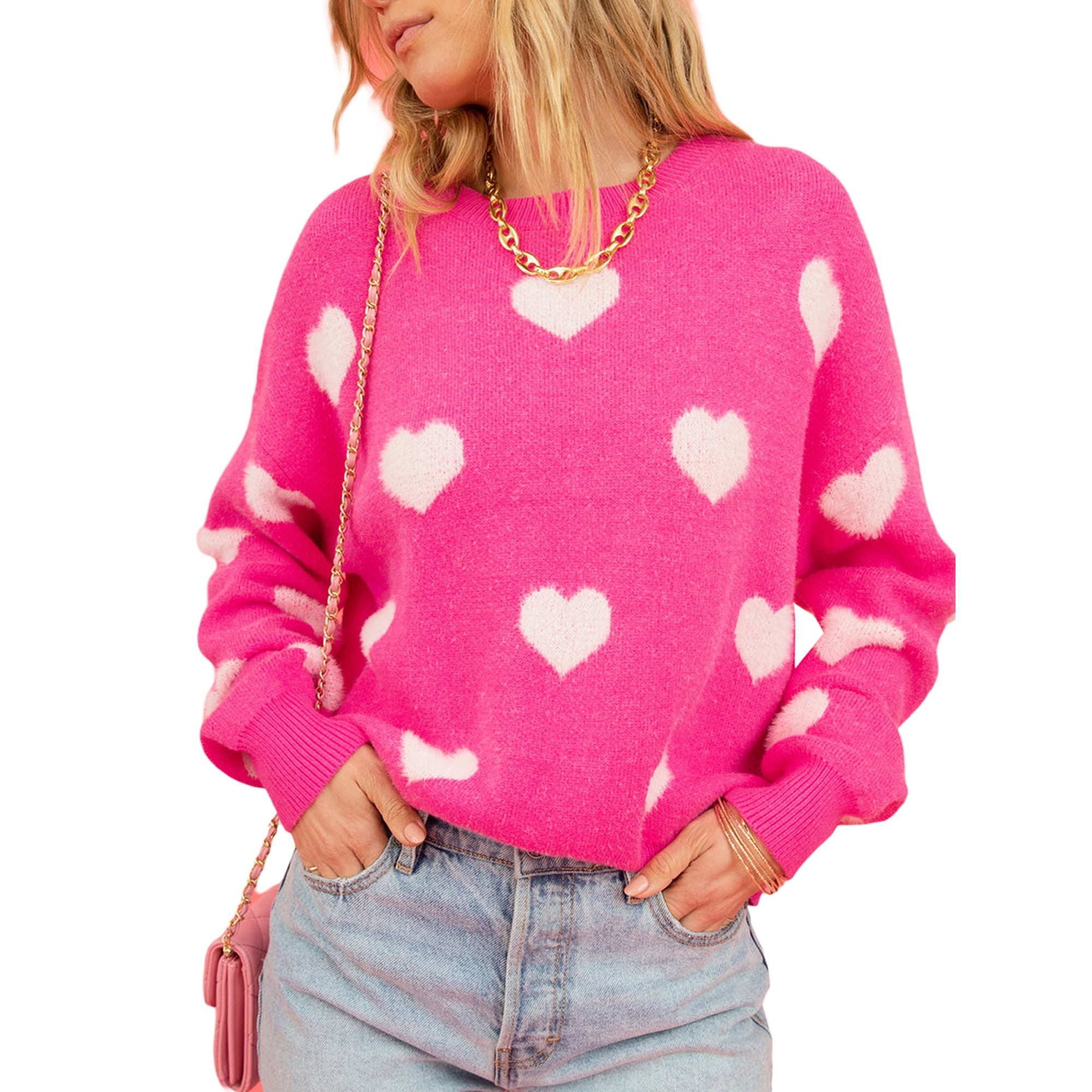 Click here for Gupgi Women Heart Print Sweaters Romantic Loose Sw... prices