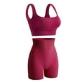 Cuozvetk Women's Workout Sets Ribbed Tank 2 Piece Seamless High Waist Gym Outfit Yoga Shorts ...