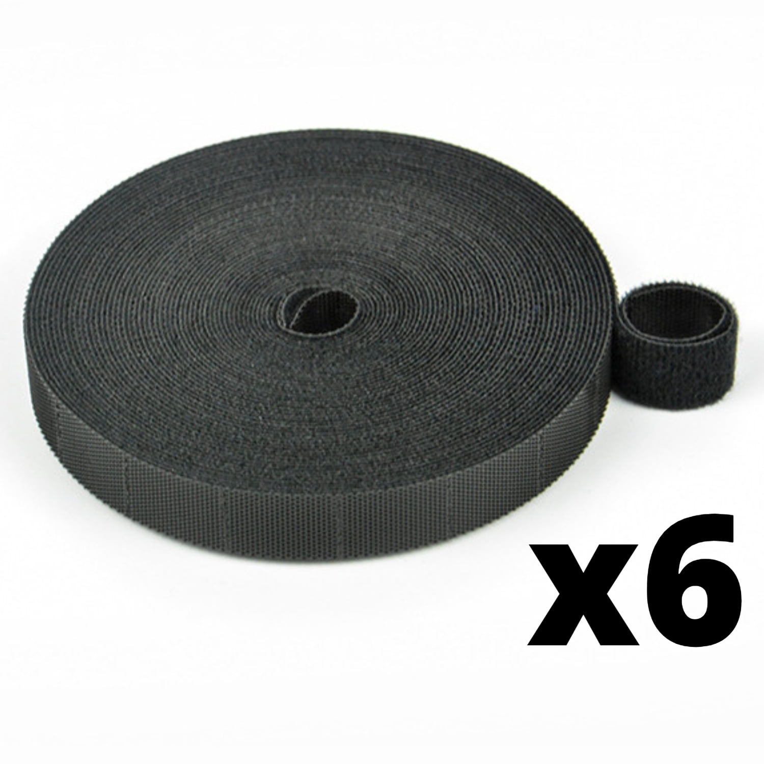 fairdog 6-pack Black 10ft/Roll Hook and loop Straps Reusable, Double ...