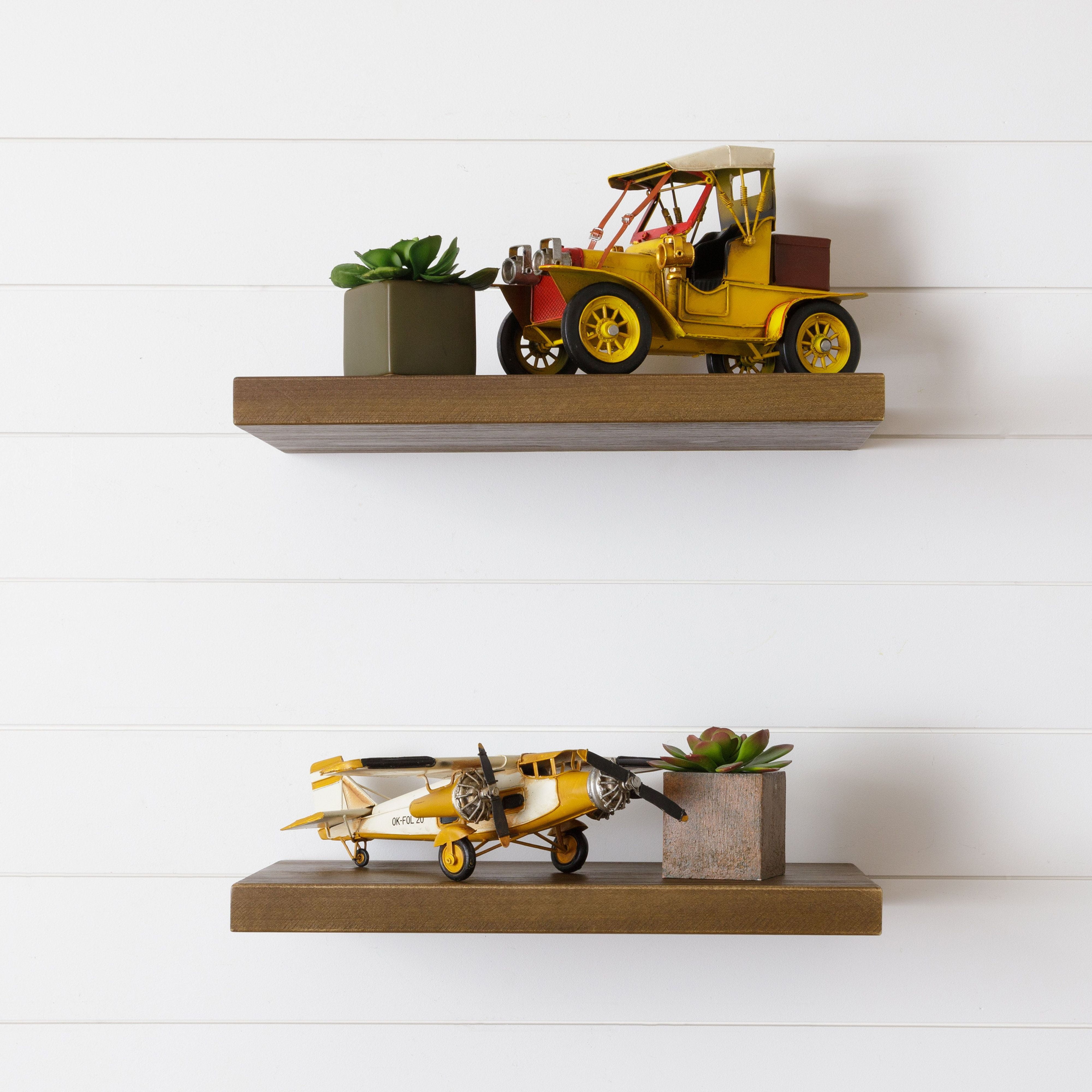 Parker Rustic Floating Wall Shelf, Set of 2 - Walmart.com