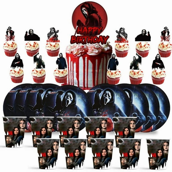 Scream Movie Party Decor Decorations Plates Background Cake Topper Fans ...