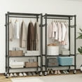 Uforic Rolling Heavy Duty Garment Rack with Shelves and Hooks, Portable ...