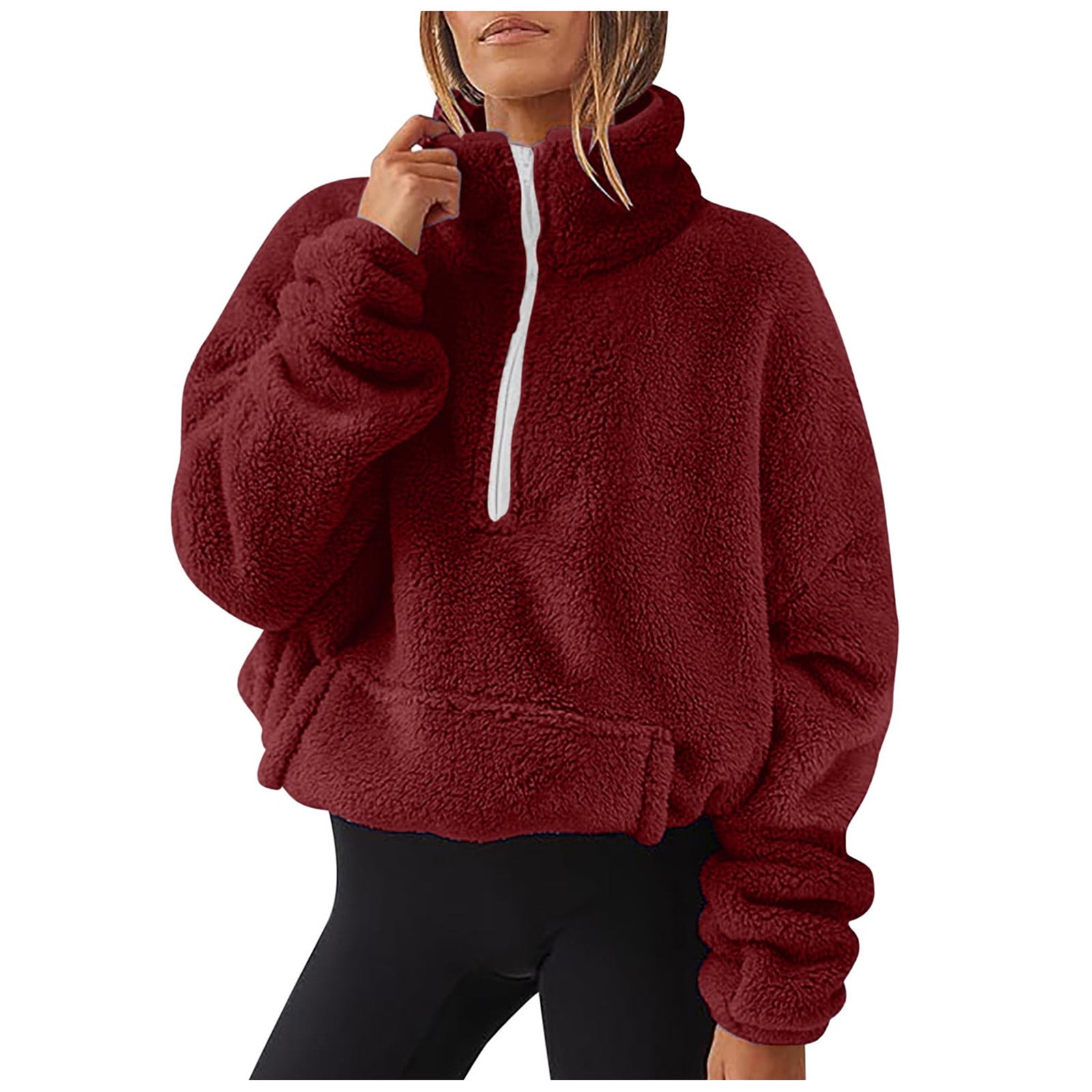 Click here for Plebaso Womens Half Zip Fuzzy Pullover Fleece Sher... prices