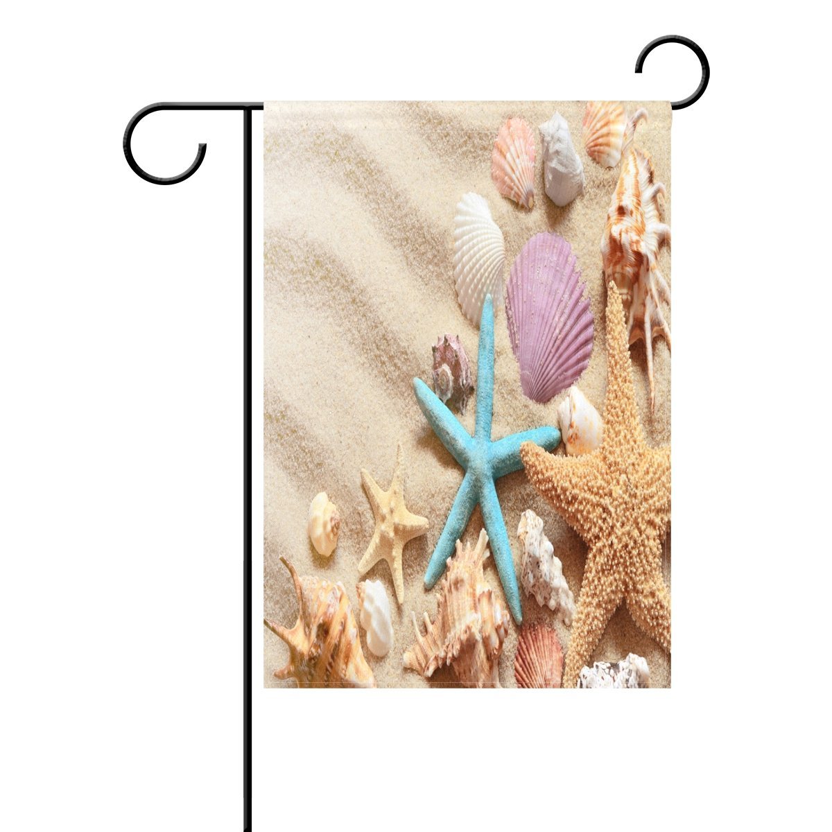 POPCreation Summer Seashell on Beach Garden Flag Starfish Outdoor Flag ...