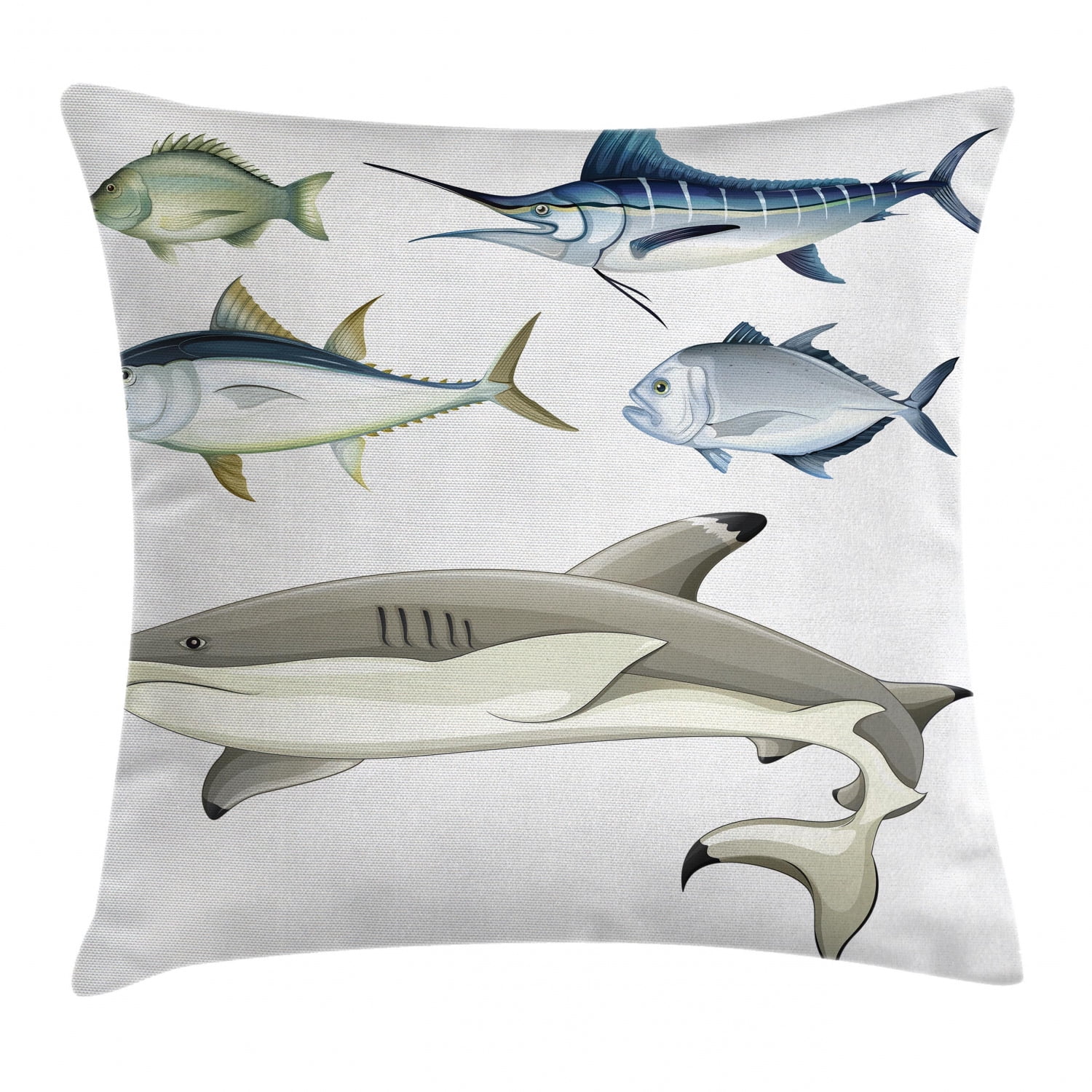 Ocean Animal Decor Throw Pillow Cushion Cover, Various Fish Predators ...