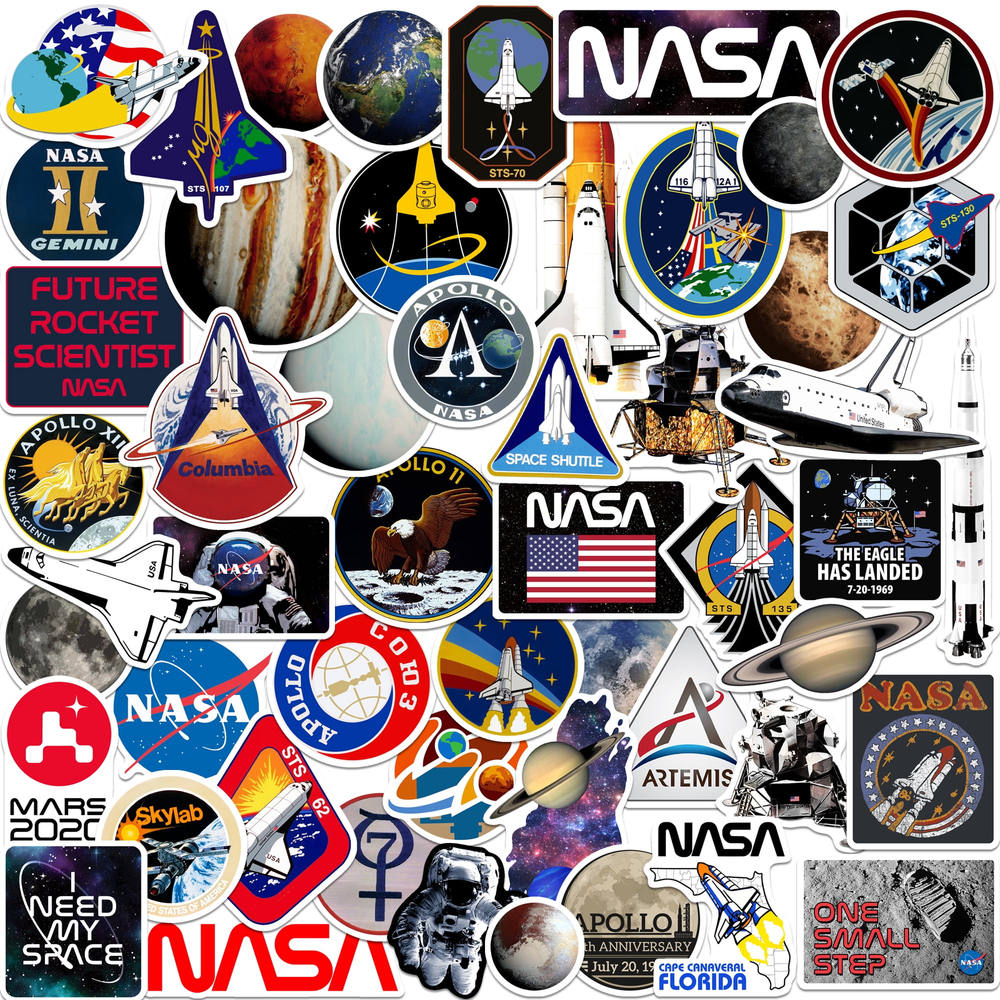 NASA Missions 50ct Vinyl Large Deluxe Stickers Variety Pack - Laptop ...