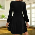 CHUMUD Womens Velvet Mini Dresses Long Sleeve Casual Deep V Neck Twist ...