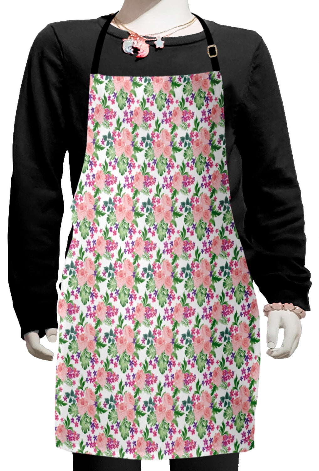 Rose Kids Apron, Pastel Blooms Summer Garden Leaves Revival Bouquets ...