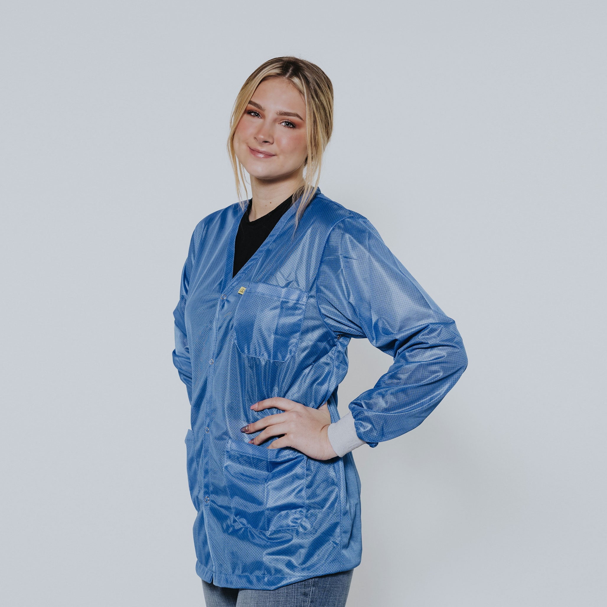 ESD Jacket - Anti-Static Fabric, Medium Weight V-Neck Collar, ESD Knit ...