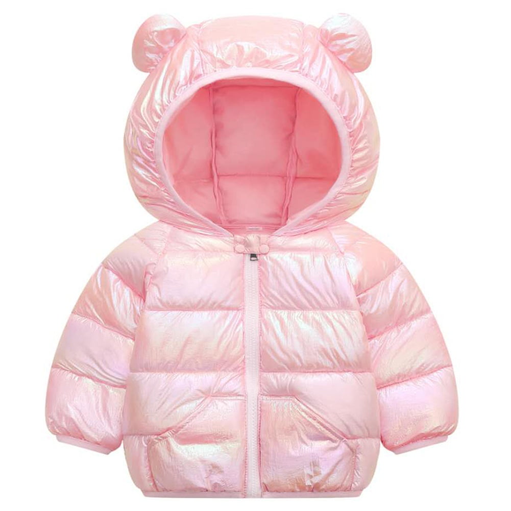 Gyratedream Winter Toddler Kids Little Girls Boys Dazzle Color Puffer Coat Bear Ear Hooded ...