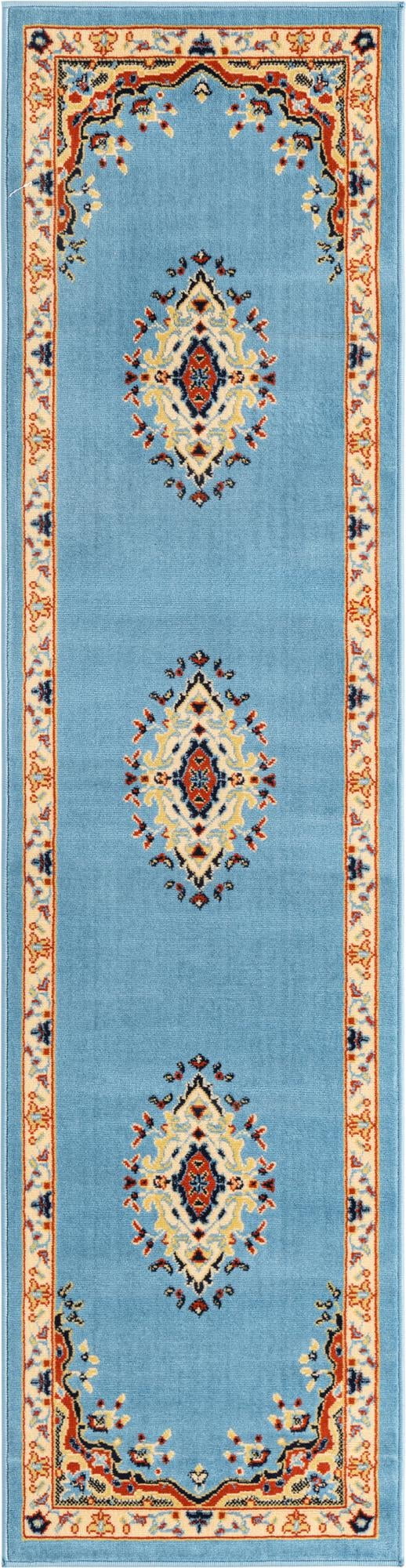Rugs.com Amaya Collection Rug – 8 Ft Runner Light Blue Medium Rug ...