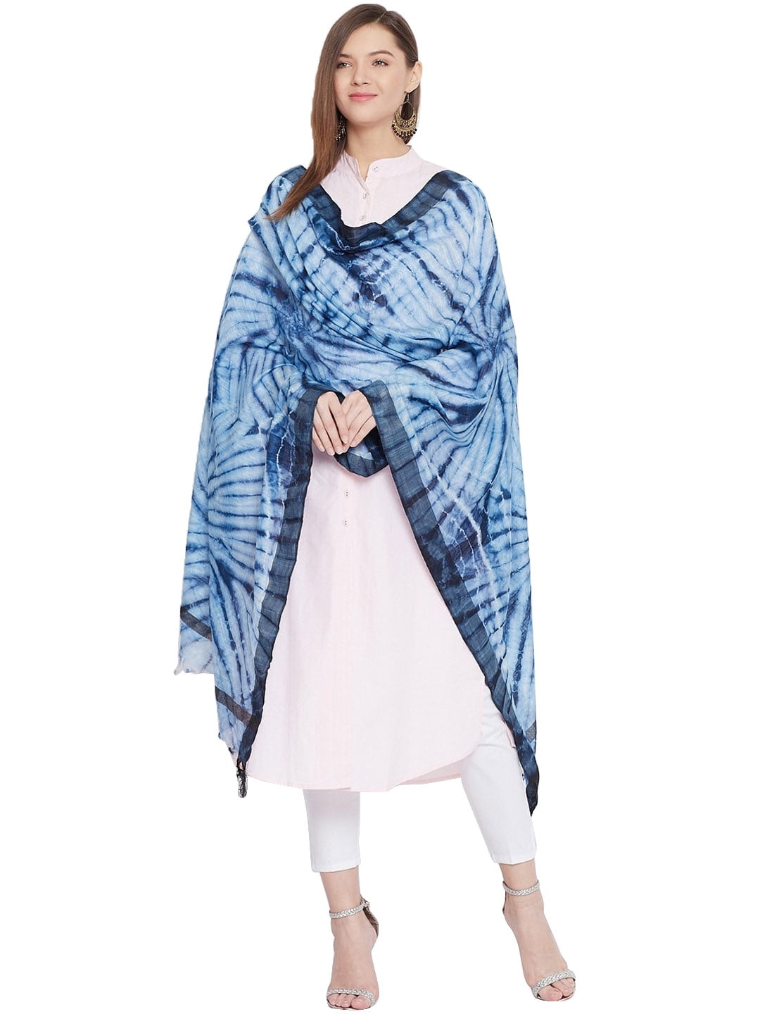 eloria Plain Blue Woman's Indian Ethnic Chunni, Dupatta, Stole, Scarf ...