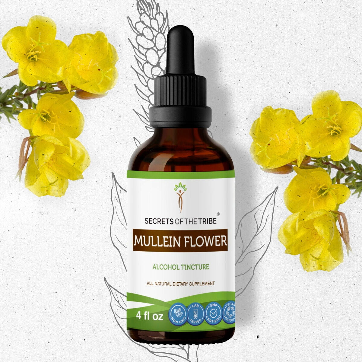 Mullein Flower Tincture Alcohol Extract, Mullein (Verbascum Densiflorum ...