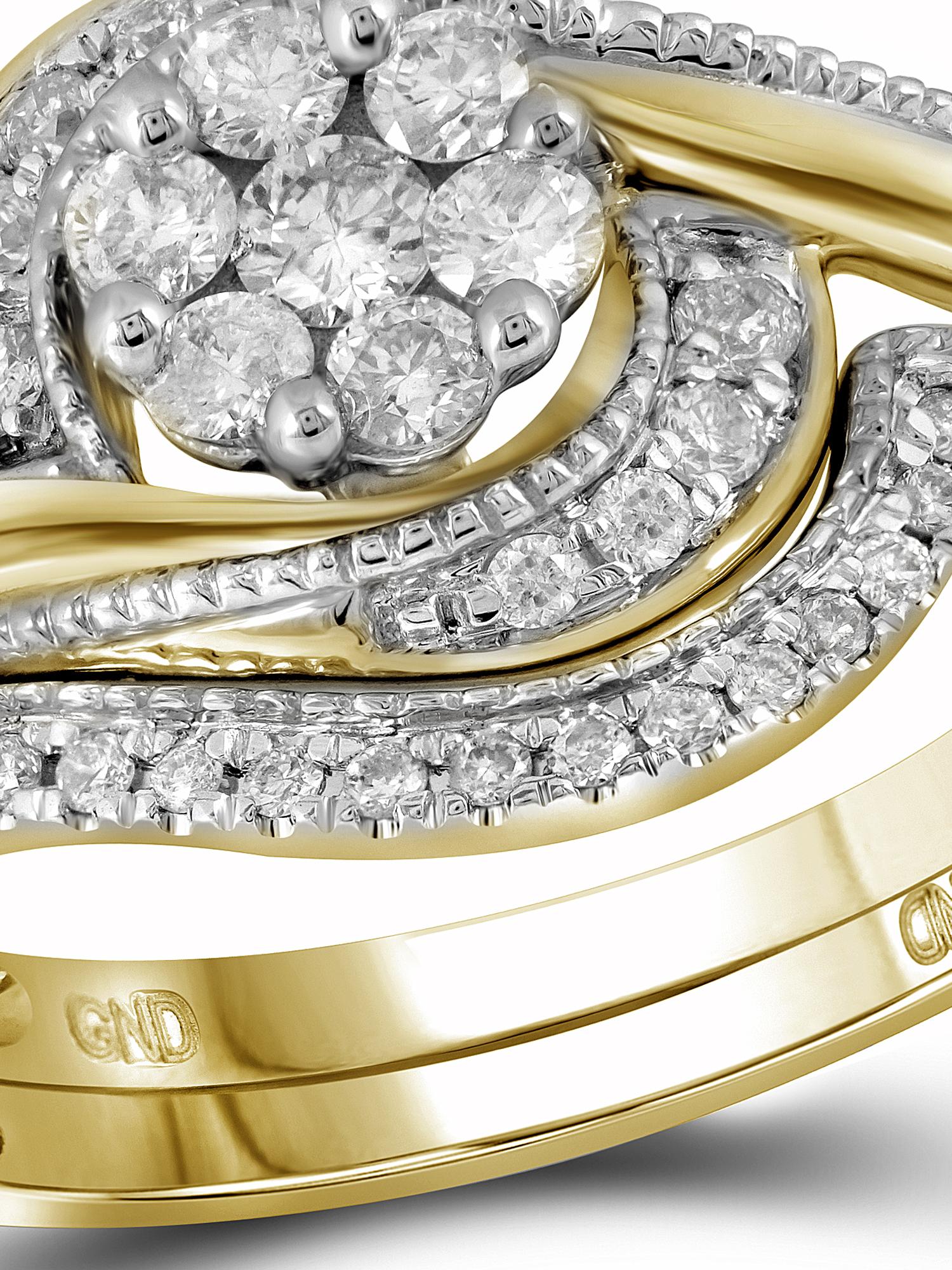 14k Ladies Yellow Gold Real Diamond milgrain Wedding Engagement Ring ...