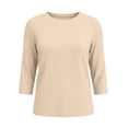 2026 Women's Plain Elbow Sleeve Shirts Classy Loose Fit Crewneck Blouse ...
