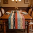 Bohemian Geometric Linen Table Runner Multicolor Striped Farmhouses ...