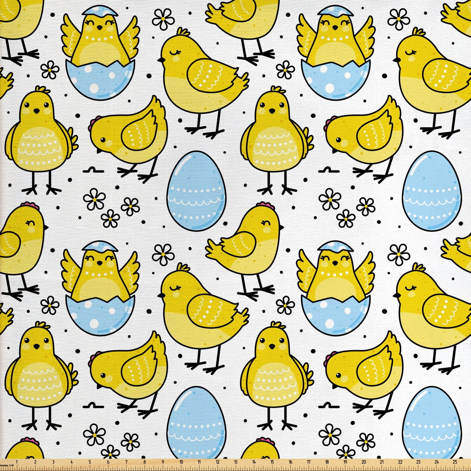 Farm Animal Fabric by The Yard, Baby Chick and Cracked Easter Egg with ...