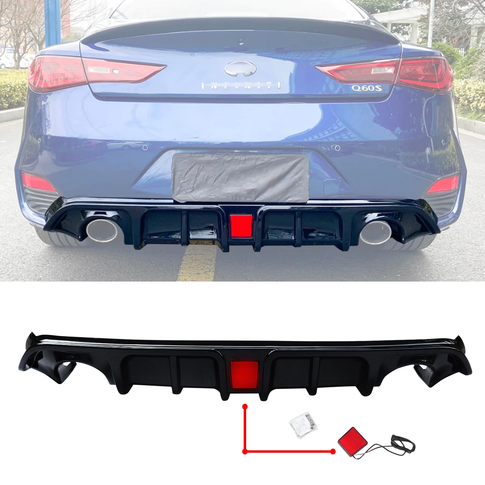 NINTE Diffuser for 2017-2022 Infiniti Q60 Rear Bumper Lip Gloss Black ...