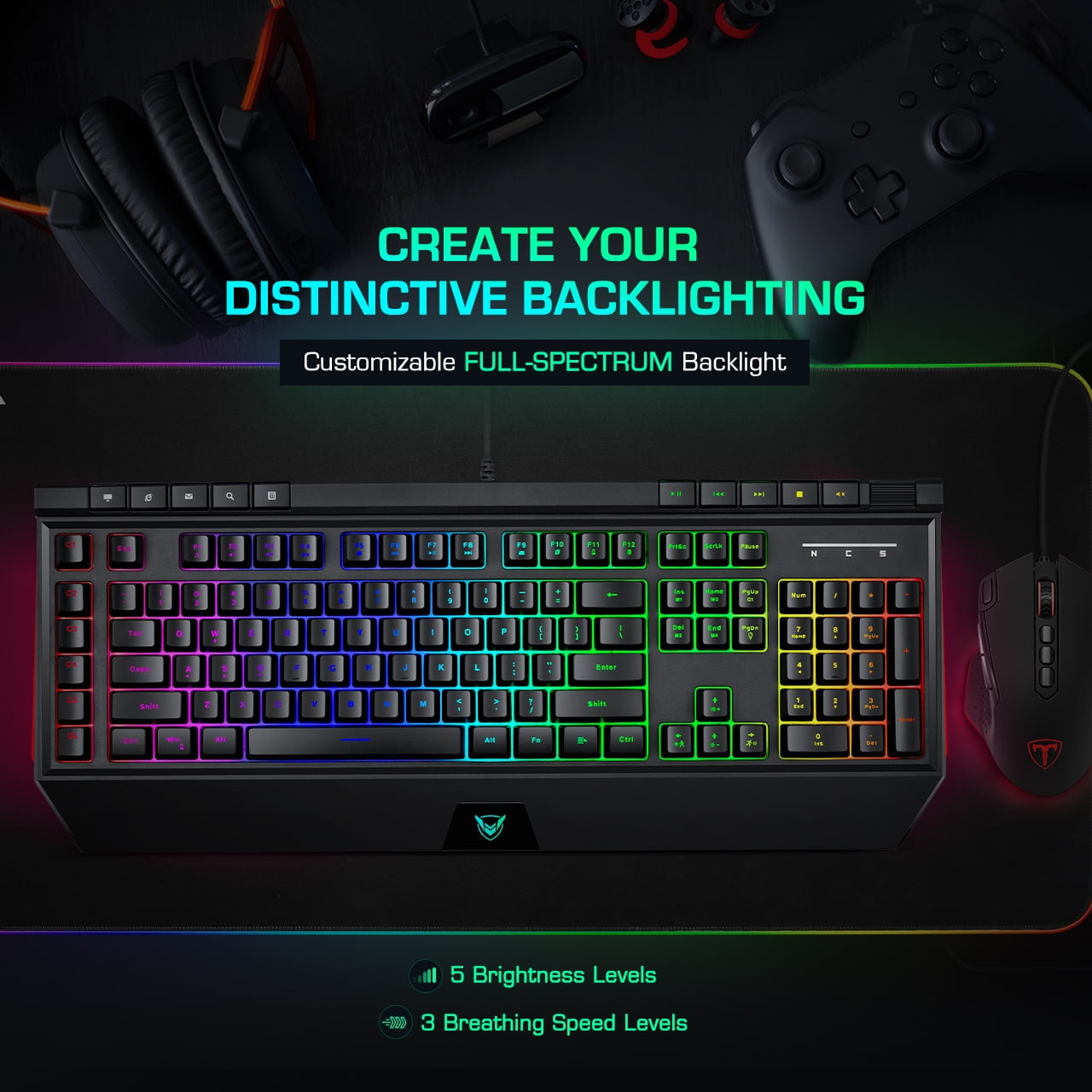 Buy Pictek RGB Gaming Keyboard – 6x Programmable Onboard Macro Keys ...