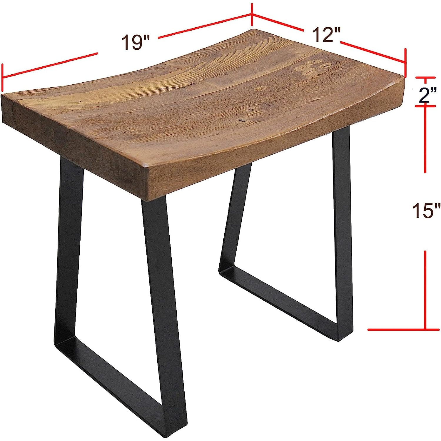 Bilot Wood Bench Solid Reclaimed Pine Entryway Stool 19"x12"x17"H ...