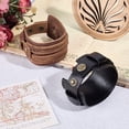 2Pcs 2 Colors Cowhide Cord Wide Cord Bracelets with Alloy Findings ...