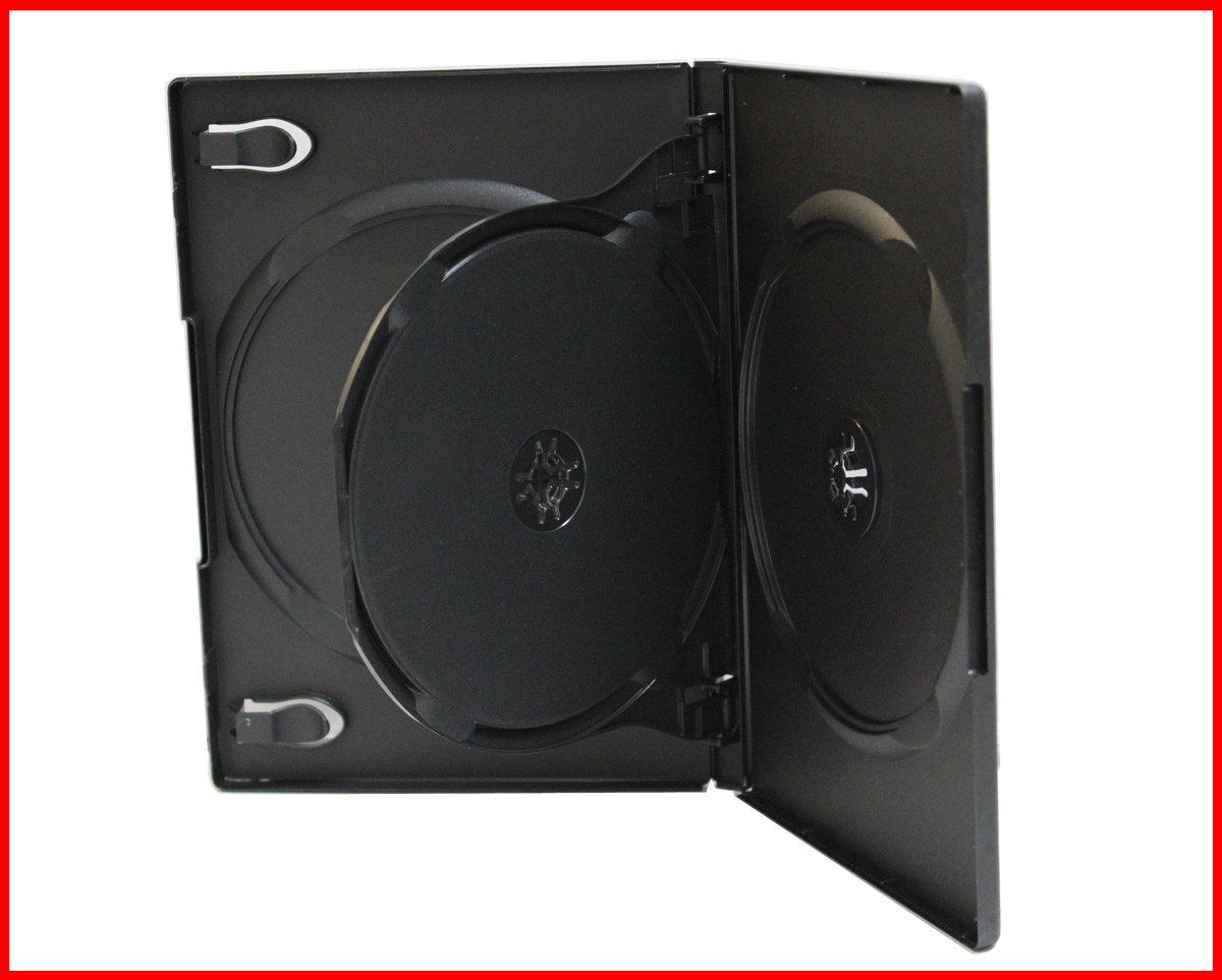 14mm CD DVD Storage Case 3 Discs Black With Tray Triple Holder Box 20 ...