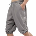 AGKIZG Solid Color Mens Linen Pants Street Style Loose Drawstring Waist ...