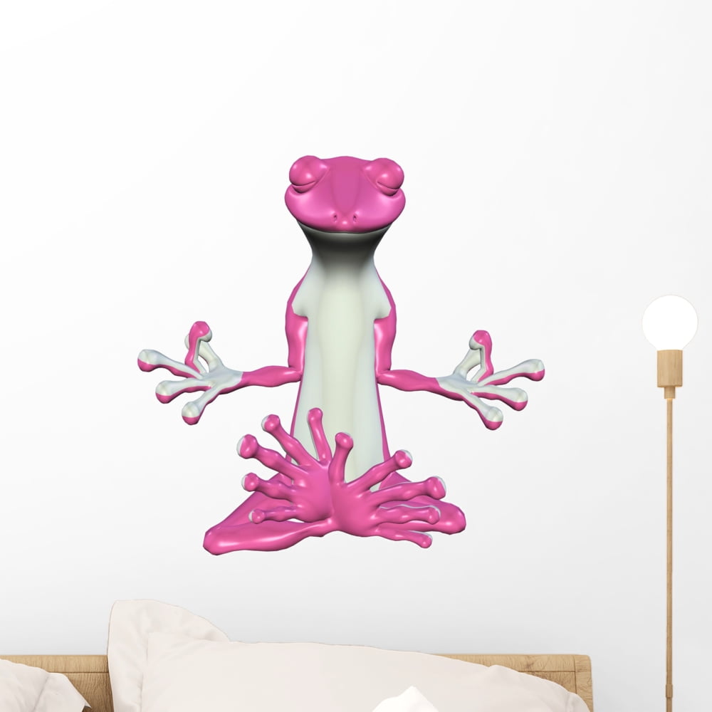Pink Gecko Meditating Wall Mural Decal by Wallmonkeys Vinyl Peel and ...