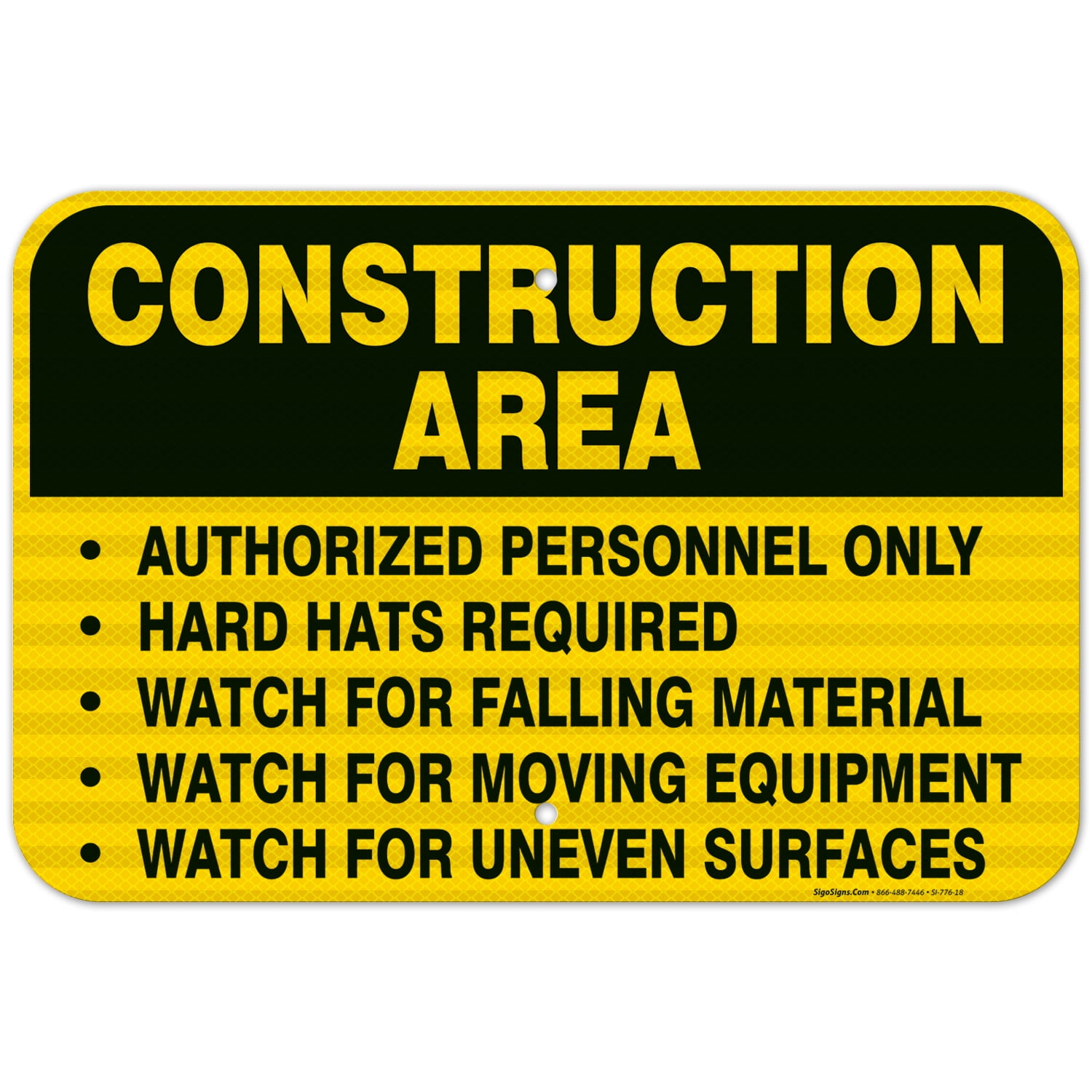 Construction Area Sign, Authorized Personnel Only Sign, - Walmart.com