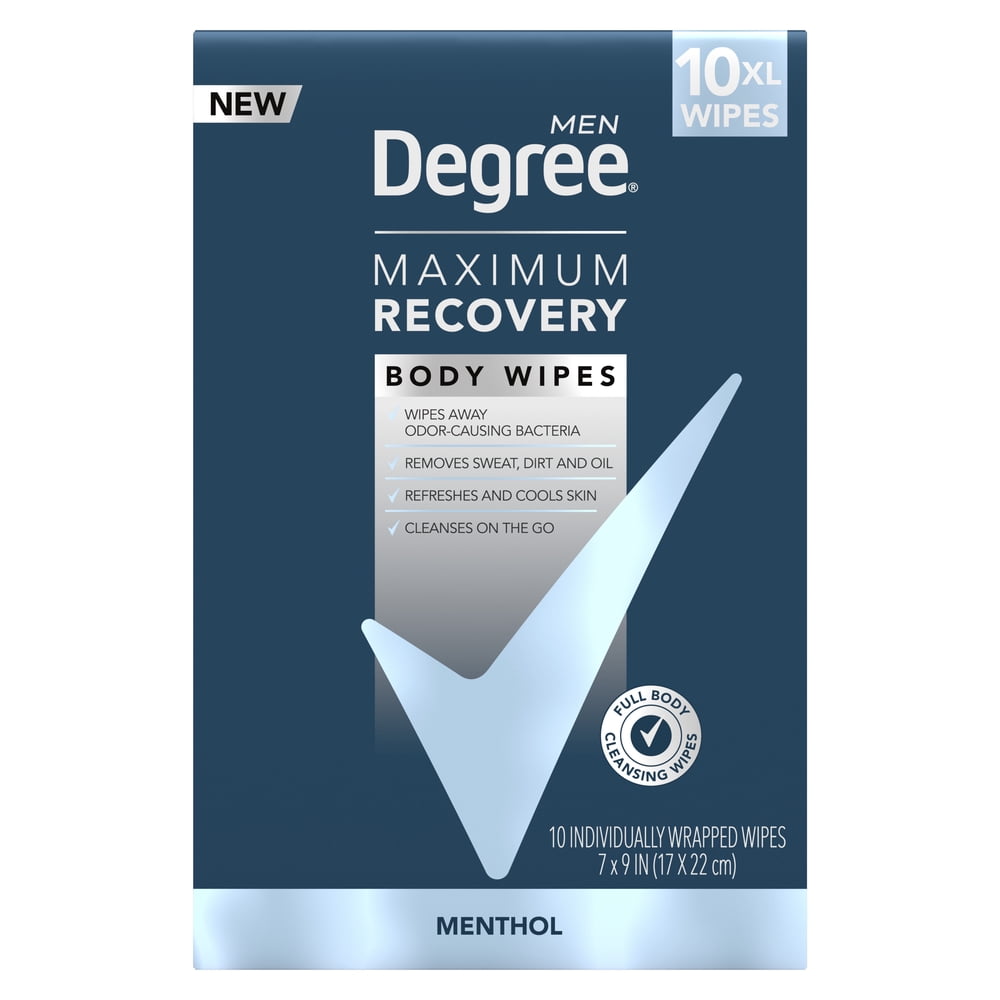 Degree Men Maximum Recovery Body Wipes Menthol, 1 box, 10 Count ...
