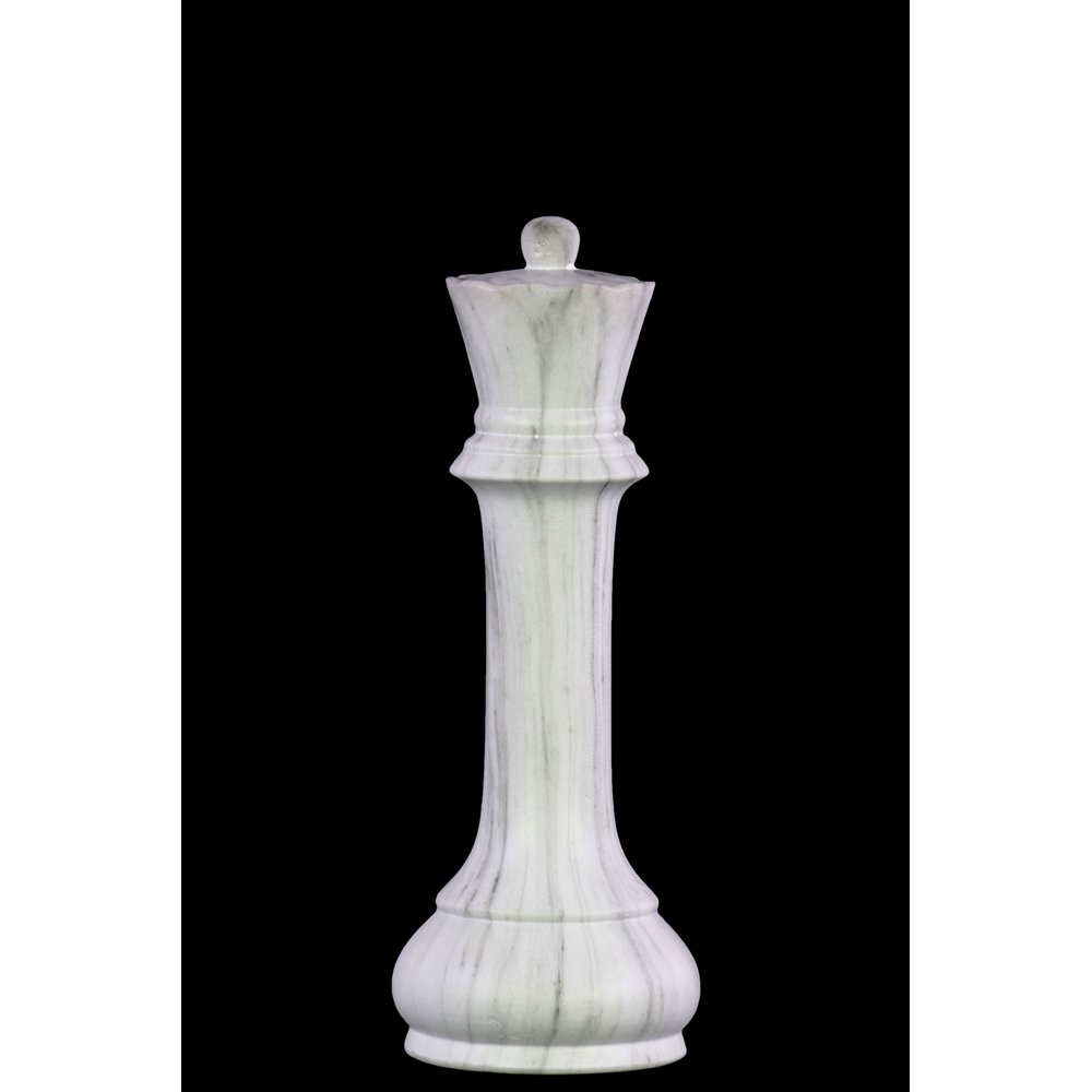 Marbleized Chess Piece "Queen" Figurine with Gray Streaks- White ...